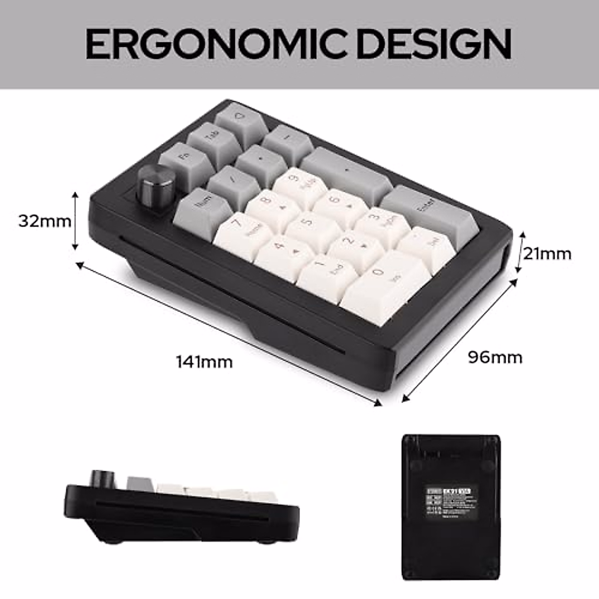 EPOMAKER EK21 VIA Gasket Number Pad, Bluetooth 5.0/2.4ghz/Wired Hot Swappable Numpad, with Poron Foam, Aluminum Alloy Knob, 1000mAh Battery, Programmable for Win/Mac/Gaming (Gateron Pro Yellow)