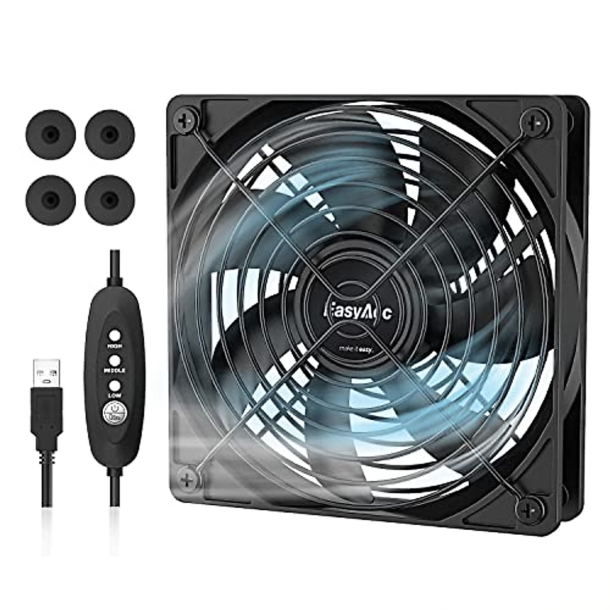 EasyAcc PC Cooling Fan PC Fan Ultra Quiet USB Fans 【120mm 1700 RPM 】 UL-Certified for Receiver DVR Playstation Xbox Computer Cabinet Cooling