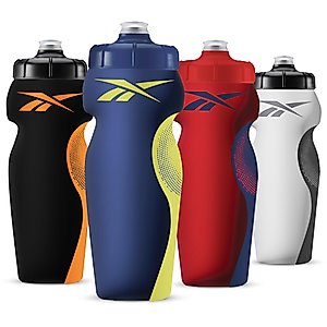 Reebok Squeeze Water Bottles With Athletic Design - Water Bottle 24 oz - Sports Water Bottle - Reusable Water Bottle For Gym, Running, Hiking etc, BPA Free (Navy)