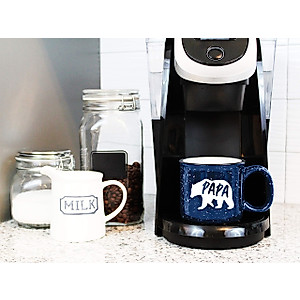 Mama Bear Mug & Papa Bear Mug - 13oz Ceramic Campfire Coffee Mug Set - Pregnancy Announcement New Parents Couples Gifts - Gift Ideas For Expecting Parents (White/Black)