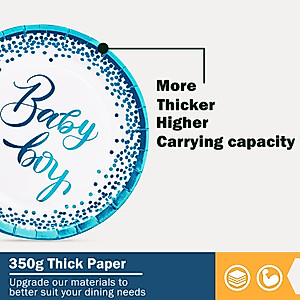 CENLBJ Paper Plate, 9inch- 50pcs, Blue Golden Dot, Biodegradable, Baby Shower Party Supplies