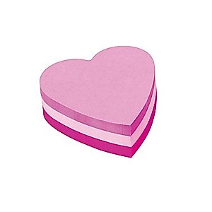 Post-it Notes - 1 Block of 225 Heart Shape Sticky Notes - 70 x 70mm - Sticky Notes for Desk, Office, School and Memos - Pink
