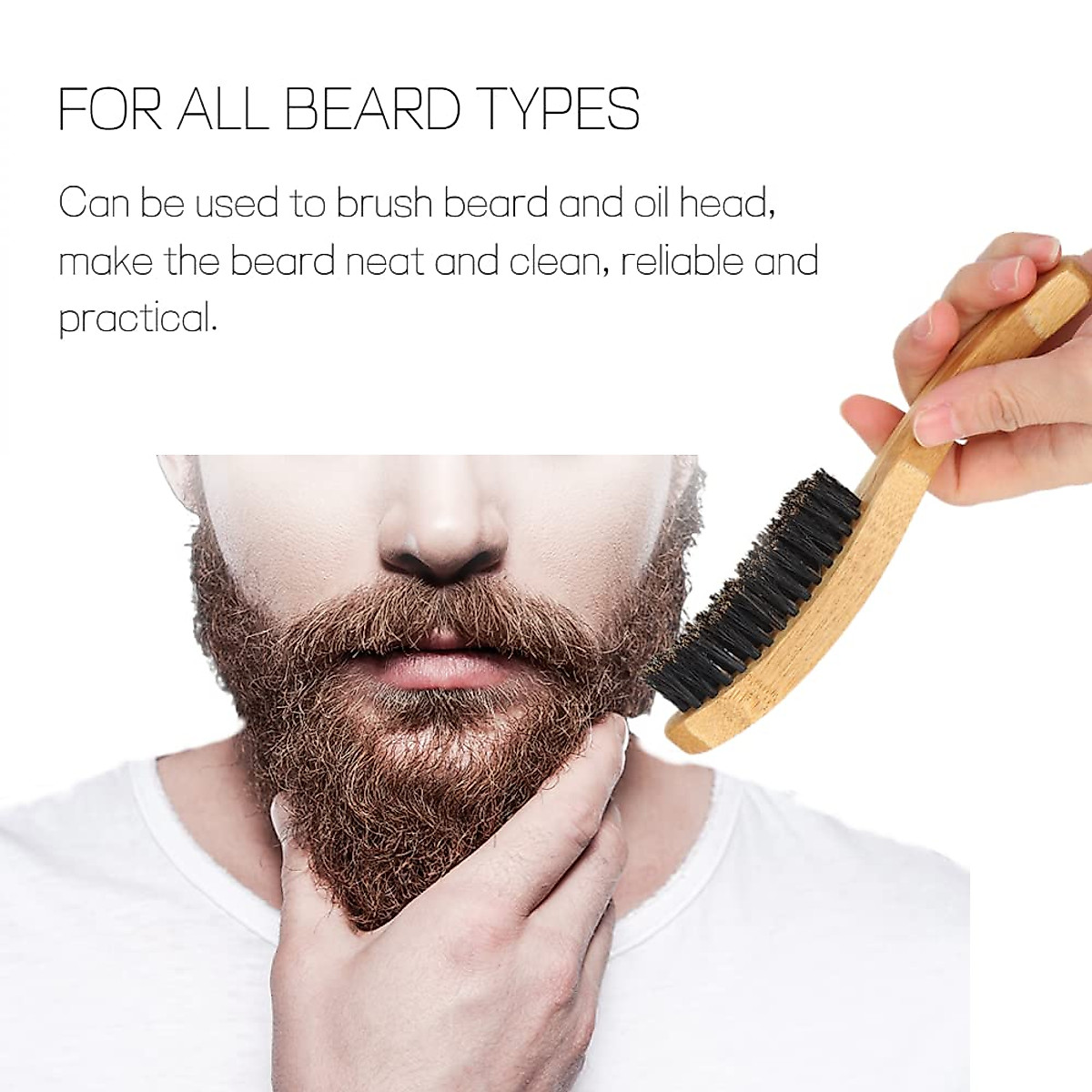 Beard and Moustache Brush,Beard Grooming Brushfor Men,Facial Hair Comb with Handle Straightens and Promotes