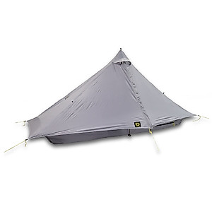 Six Moon Designs Lunar Solo Gray 1 Person Ultralight Tent. 26 oz. Backpacking Tent. 100% Silicone Coated Polyester Material for Reduced Fabric Stretch & Volume. Trekking Pole Setup.