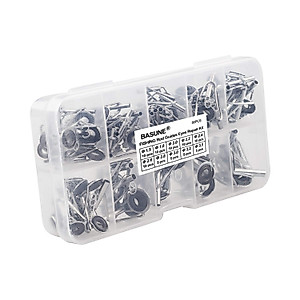 BASUNE Spinning Rod Guides Tip Ceramic Guide with Eyelets, Fishing Rod Guide Replacement Tip Spare Parts Repair and Tips Repair Eye Loop Kit with Box for Spinning Rods Sea Fishing (10 Size - 80Pcs)