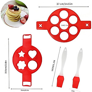 Flip N Cook Silicone Pancake Mold, Mini Pancake Maker, Perfect Omelet Mold or Pancake Ring, Reusable Silicone Omelet Mold (2 pcs+2 brush)