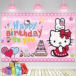 Kitty Party Backdrop Happy Birthday Decorations Banner Photography Background Pictures for Kids Girls Ladies Baby Shower Birthday Party Supplies Decor, 5x3 FT