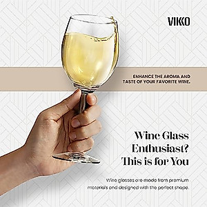 Vikko 8.5 Ounce Glass Wine Glasses, Small Wine Glasses, Wine Glass for Red and White Wine With Stem, Clear Glasses for Wine, Thick and Durable Stemmed Wine Glasses, White Wine Glasses Set of 6