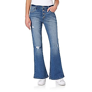 WallFlower Women's Flirty Curvy Super Flare High Rise Insta Stretch Juniors Jeans, Joelle, 13