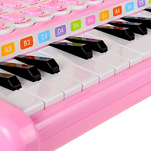 Piano Keyboard Toy for Kids, Honor-Y 3-6 Year Old Babies First Birthday Gift, 24 Keys Multifunctional Musical Educational Toy Piano for Toddler Boys Girls (Pink)
