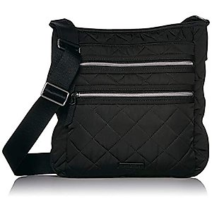 Vera Bradley Women's Performance Twill Triple Zip Hipster Crossbody Purse, Black, One Size