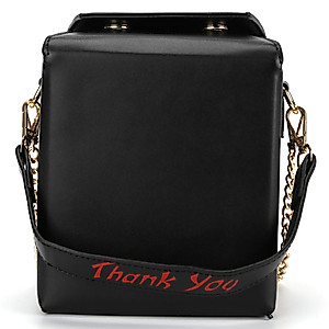 Ondeam Tower Print Crossbody Shoulder Bag,Pu Chinese Takeout Box Totes Purse for Women(Black)