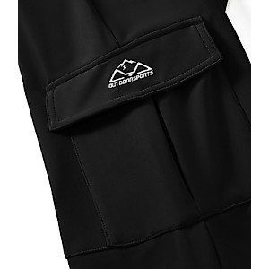 BASUDAM Men's Cargo Work Pants Snow Waterproof Softshell Winter Fleece Lined Insulated Outdoor Mountain with 6 Pockets Black 32