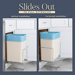 Hold N’ Storage Pull Out Trash Can Under Cabinet,2 Way Pull Out –Heavy Duty Metal, with 5 Year Limited Warranty- Garbage Trash can (Not Included) - Install Length or Widthwise, Chrome Finish