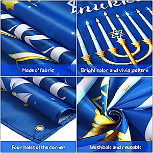 Happy Hanukkah Door Banner Chanukah Door Cover Hanukkah Banner Hanukkah Hanging Welcome Sign Banner Fabric Photography Prop for Jewish Festival Holiday Decorations Hanukkah Party Supplies