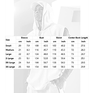 Aixdir Hoodie Tank Top Sleeveless Hoodie Workout Shirts for Men Gym Hoodies White