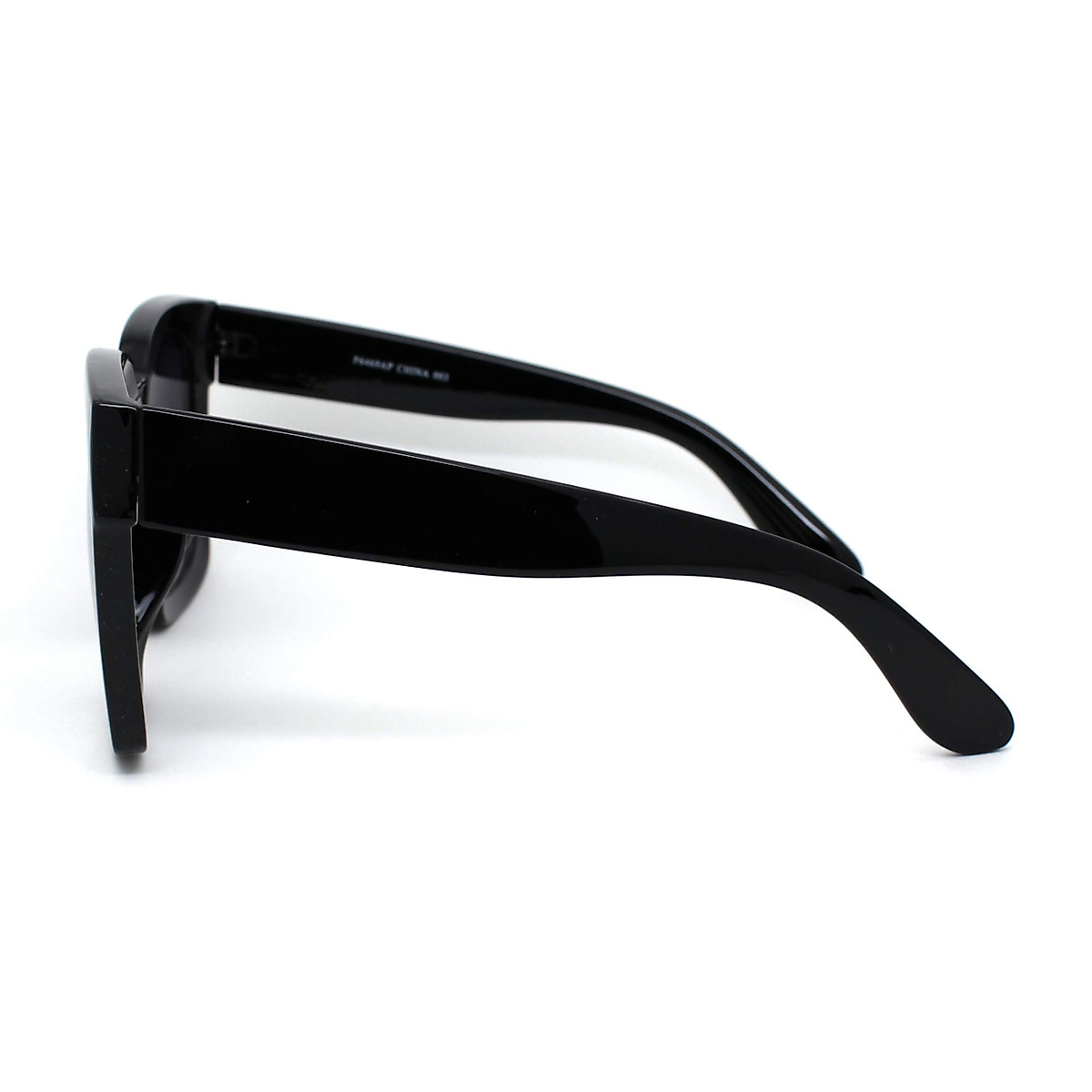 Womens XL Oversize Horned Rim Thick Plastic Retro Sunglasses Black Smoke