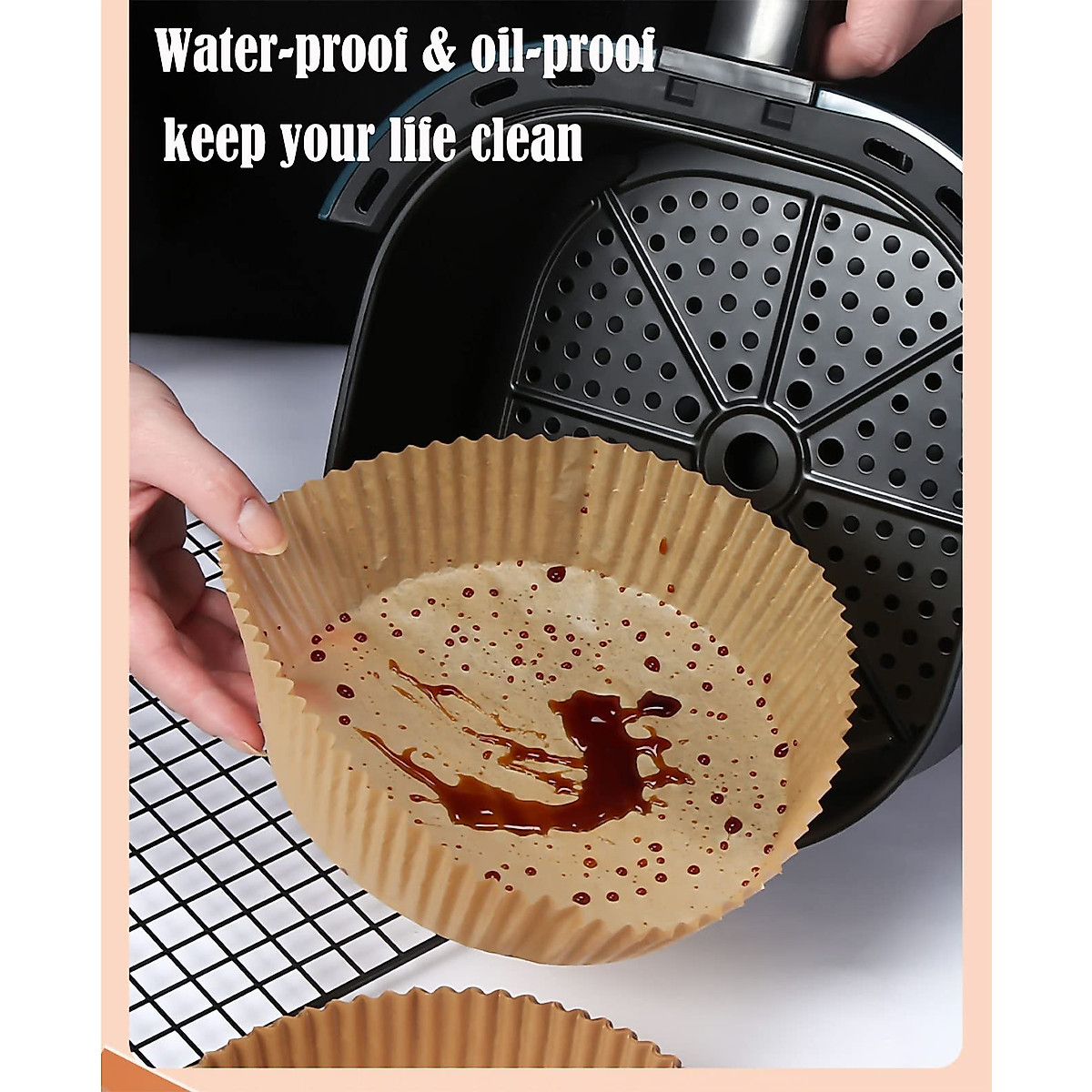 Y&Y OH SoGirly Disposable Air Fryer Paper, 100PCS Kitchen Non-Stick Disposable Air Fryer Liners, 7.9 inches for Baking,Cooking,Roasting,Frying and Microwave Chiristmas…