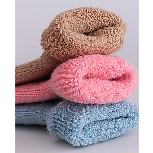 Baby Toddler Thick Wool Socks - Super Warm Soft Winter Solid Color Casual Crew Socks For Baby Girls Boys(Pack of 3)