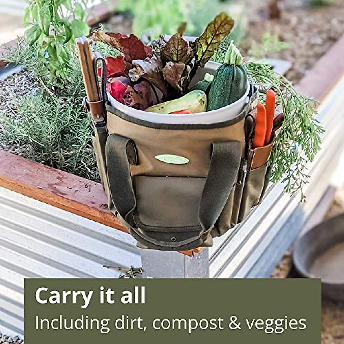 Garden Tool Bag – Makes Gardening Easy – Carry All Your Garden Tools and Supplies – Perfect Garden Tote and Bucket Organizer for Passionate Gardeners