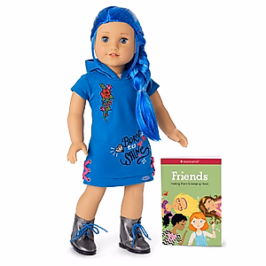 American Girl Truly Me 18-inch Doll #90 with Blue Eyes, Long Blue Hair, and Lt-to-Med Skin in Skater Dress, For Ages 6+