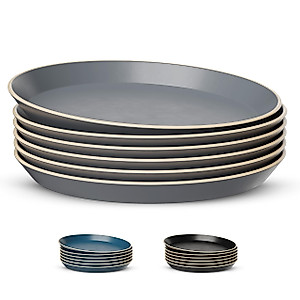 KooK Dinnerware Sets, Semi-Matte Stoneware, Dinner Plates, Salad Plates (Slate Grey, 10 Inch)