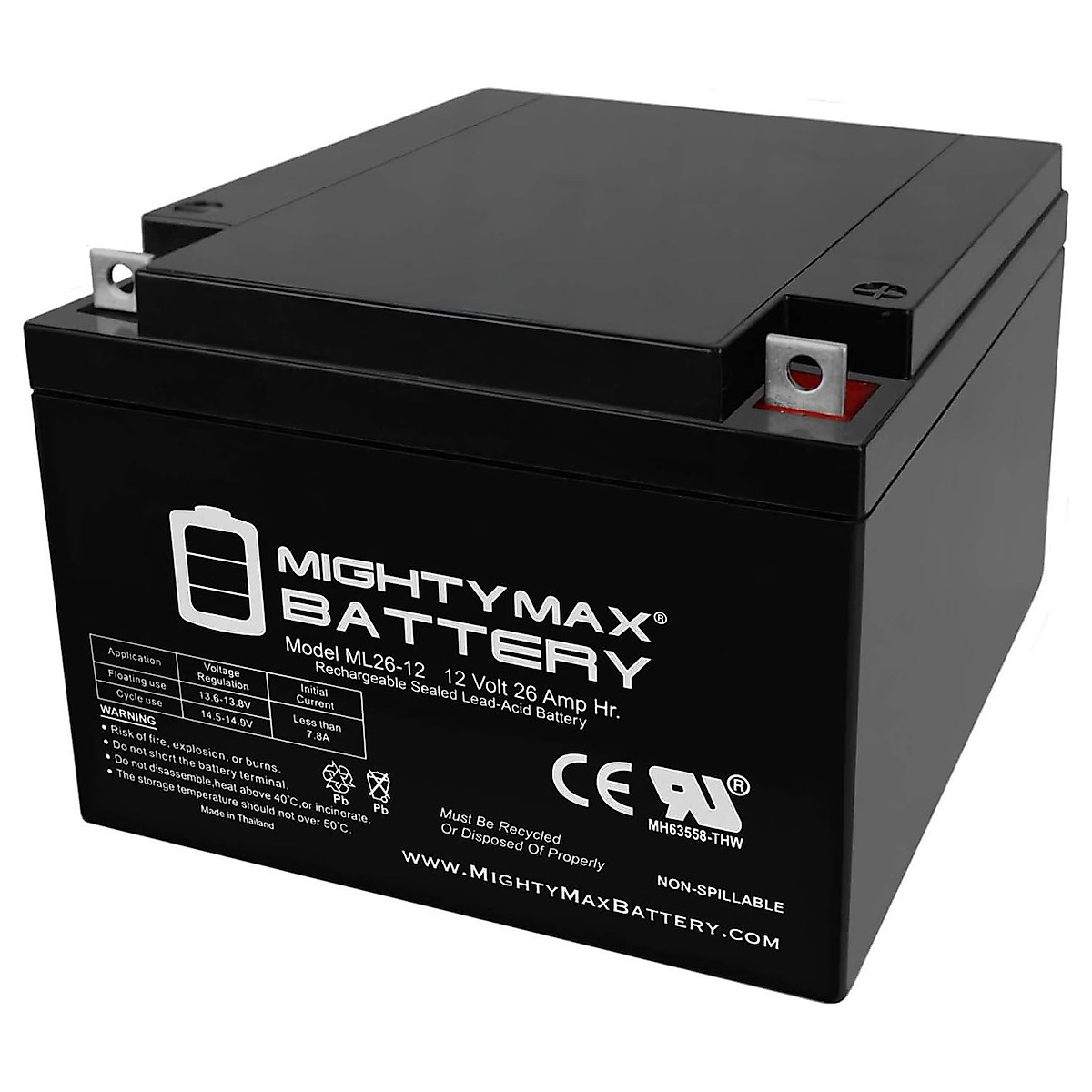 Mighty Max Battery ML26-12 12V 26AH Replacement Battery for UB12260-ER