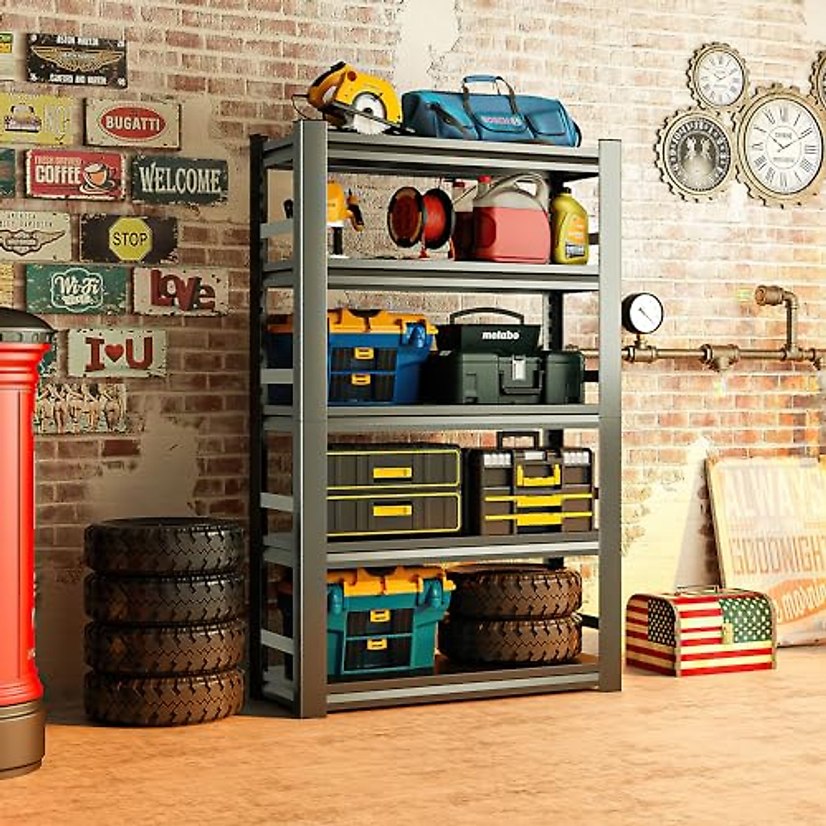 72"H|36"W Garage Shelving Unit and Storage-Easy Assembly Metal Shelves 5-Tier Rack|Heavy-Duty Adjustable Shelf|Steel Rust-Resistant Shelves for Industrial,Warehouse,Basement,Workshop Organization