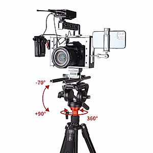 Fluid Head Tripod, COMAN Video Camera Tripod Monopod Aluminium Alloy 70.8 inch for Canon Nikon Sony DSLR Camera Black