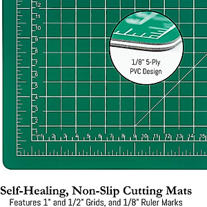 WA Portman Craft Cutting Mat Metal Ruler & Craft Knife Set - 18x24 Inch Self Healing Craft Cutting Mat - Hobby Knife Set - 10 Crafting Knife Blades - 24 Inch Cork-Backed Ruler - Precision Knife Set