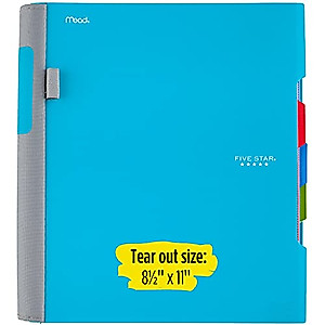Five Star Advance Spiral Notebooks, 3 Subject, College Ruled Paper, 11" x 8-1/2", 150 Sheets, With Spiral Guard and Movable Dividers, Blue (73138)