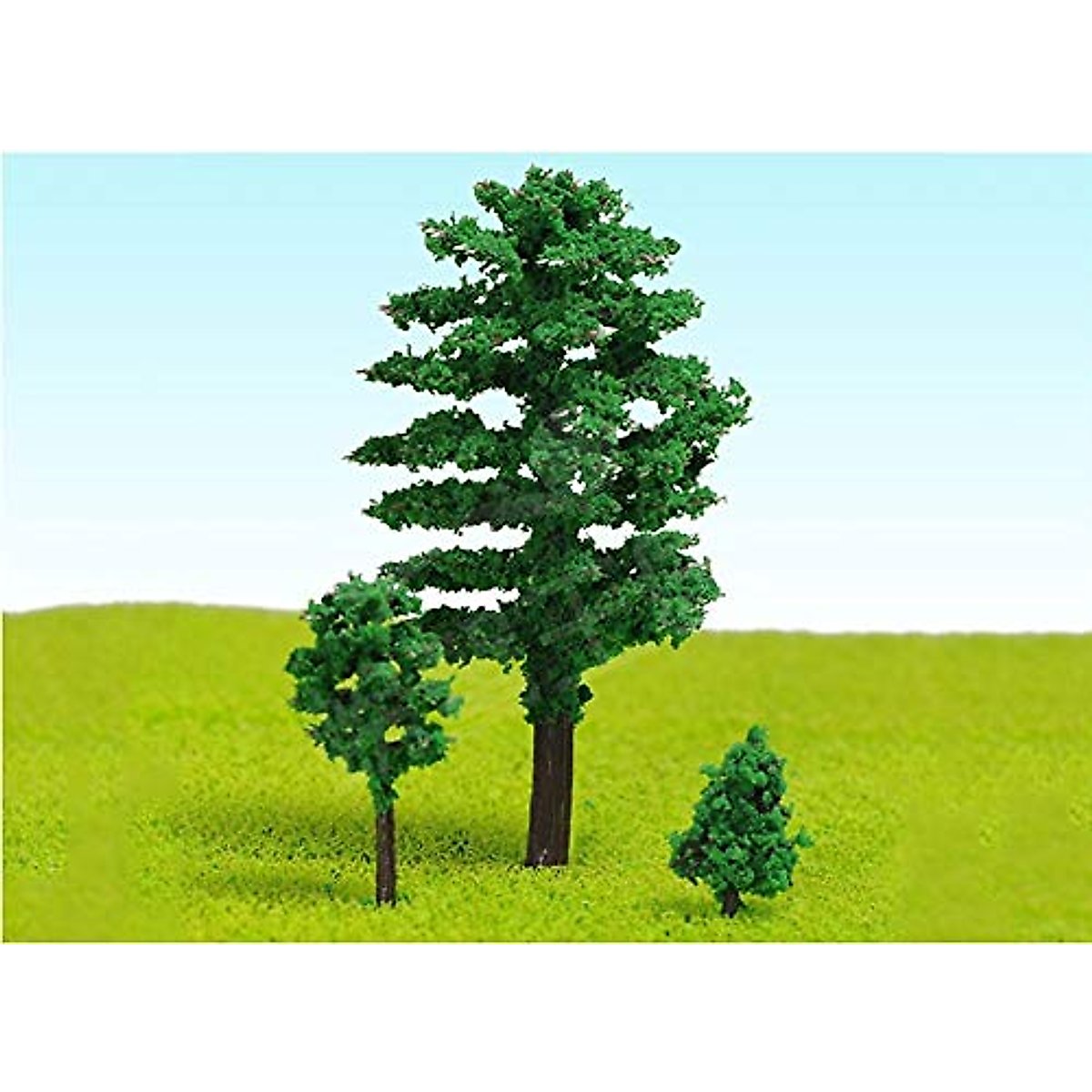 NW 55pcs Mixed Model Trees Model Train Scenery Architecture Trees Model Scenery with No Stands Street View Model Scale for Model Building Dollhouse Decoration (55pcs All Green（1.57-3.54inch）)