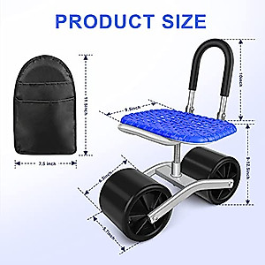 i COVER Garden Cart Rolling Stool with Wheels and Tool Bag, Stable Workseat Sturdy Cart Adjustable Seat Height and Direction, Gardening Helper, Silver