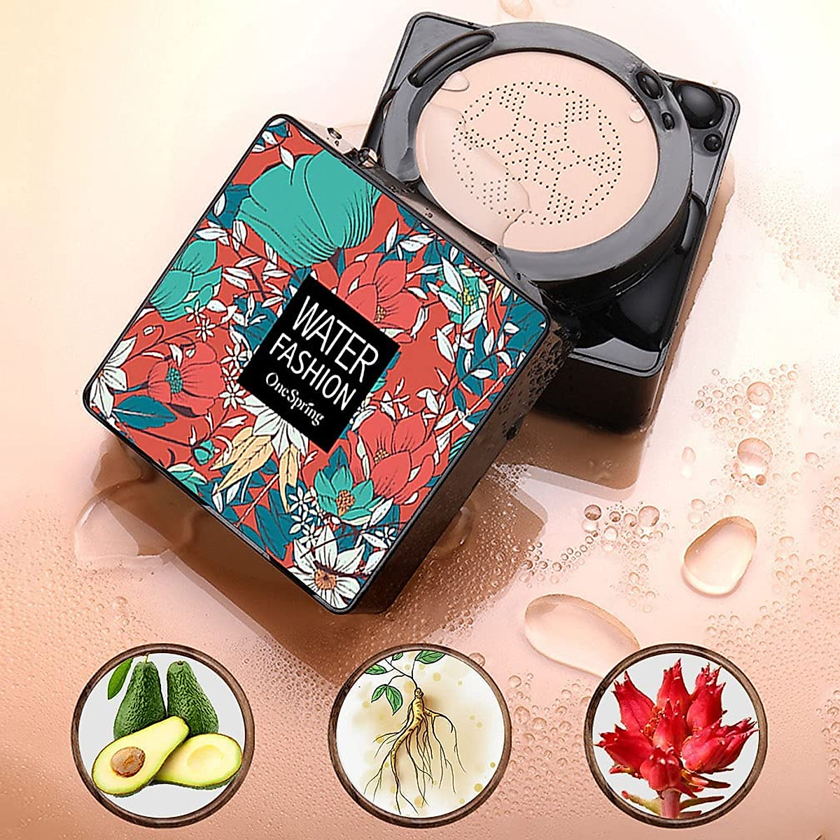 firstfly Mushroom Air Cushion CC Cream, Moisturizing Concealer Makeup Base Primer BB Liquid Foundation