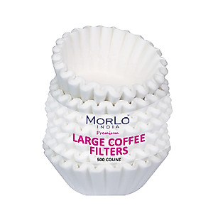 MorLo Premium Large Coffee Filters, 8-12 Cups, 500 Count, 3 1/4" (8.25 cm) Base, 1 Year+ Supply, Value Pack (500 Count)