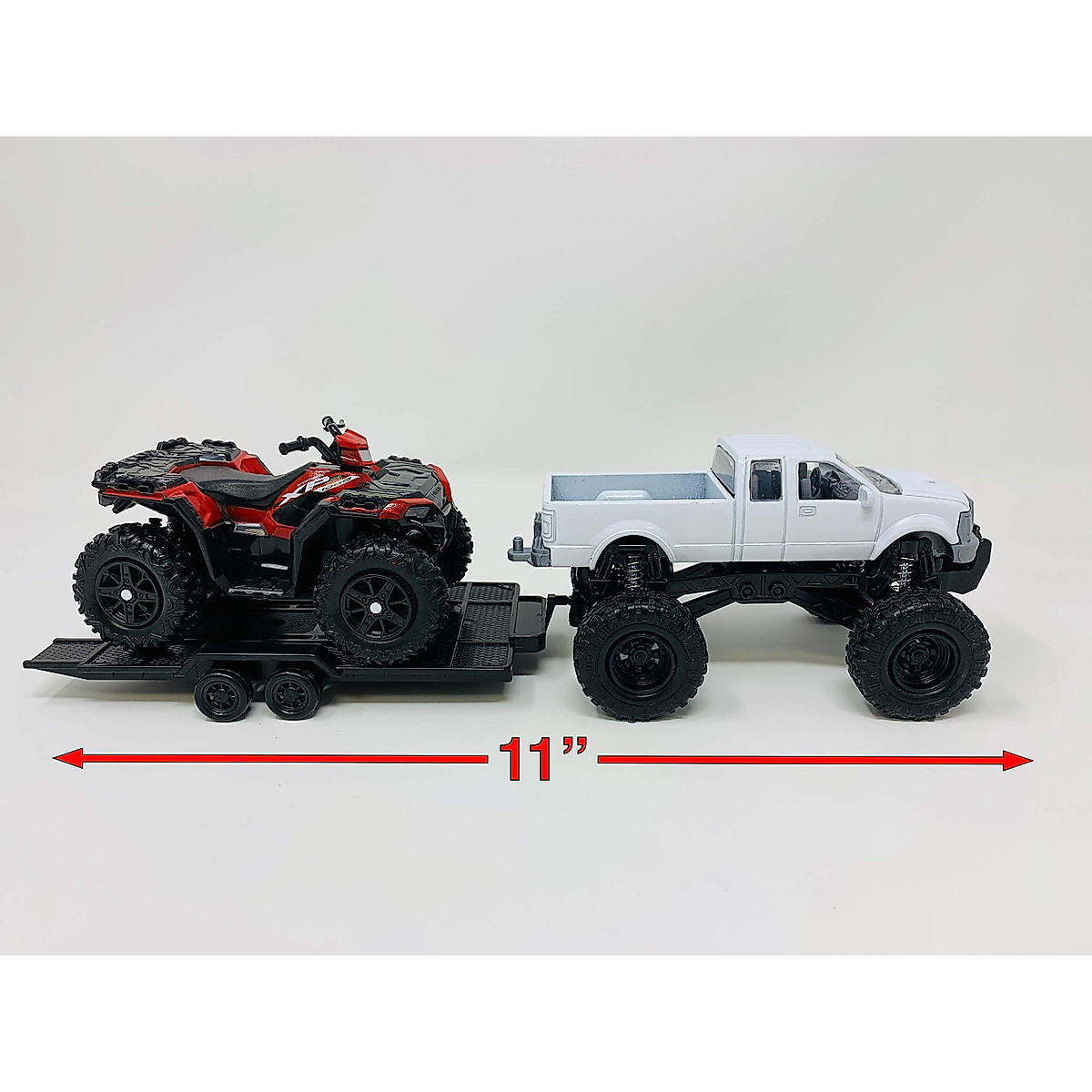New-Ray Toy Replica 4x4 Lifted Pickup Truck with Polaris Sportsman XP1000 ATV