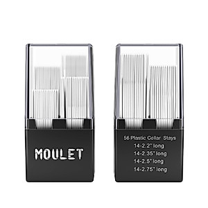 Moulet 56 Collar Stays for Men's Dress Shirts - Premium Dress Shirt Collar Inserts, 4 Sizes - Plastic Collar Stays for Men (Plastic)