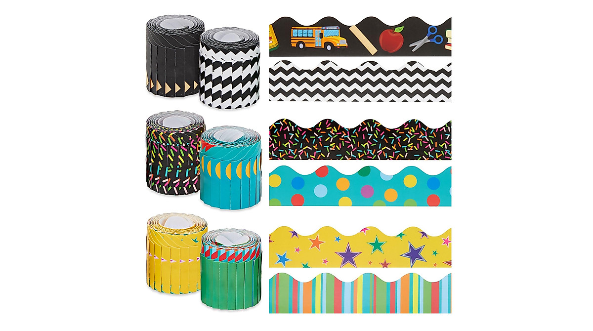 6 Rolls of Scalloped Bulletin Board Borders for Classrooms