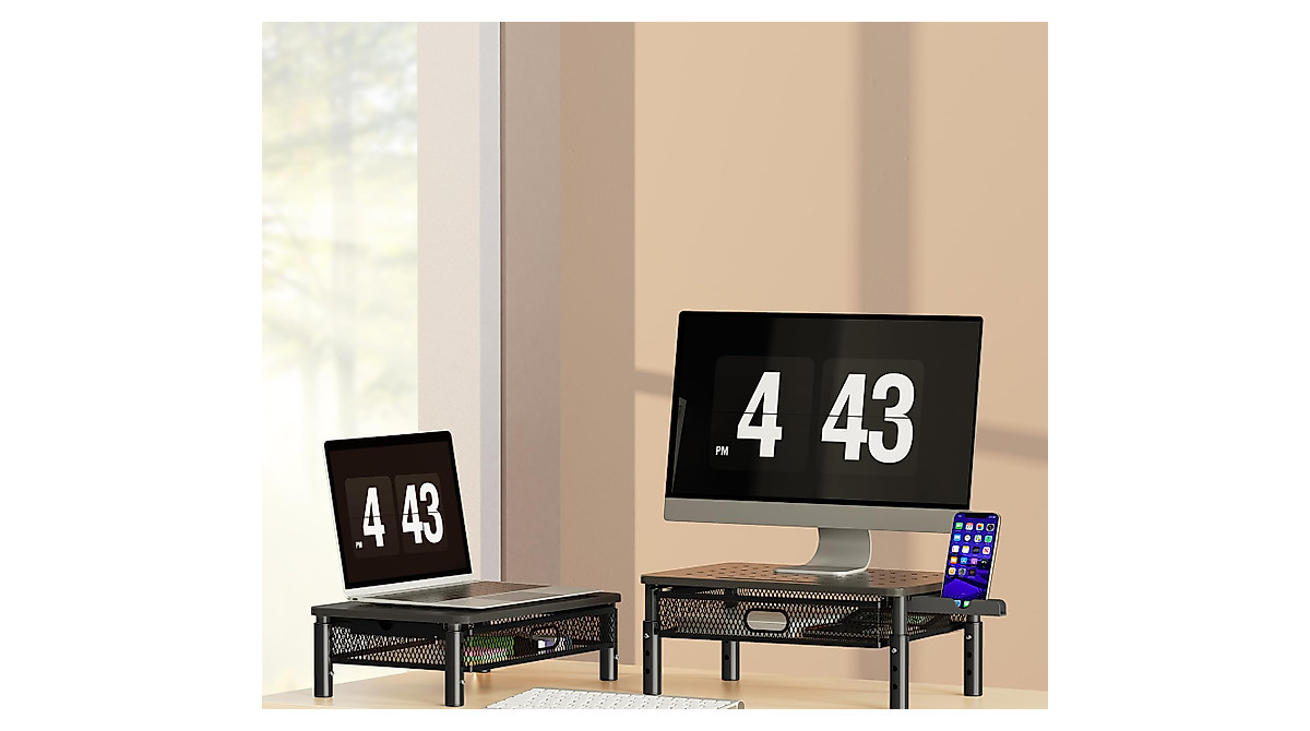 Zimilar Adjustable Monitor Stand Riser with Storage & Phone Holder