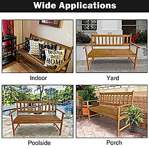 YOYOSO Outdoor Patio Bench Wood Garden Bench Park Bench Acacia Wood for Pool Beach Backyard Balcony Porch Deck Garden Wooden Furniture, Natural Oiled, Best Outdoor Wood Bench (48" W x 22" D x 33" H)