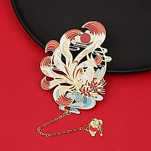 WEISHA Bookmarks Chinese Retro Carving Metal Bookmarks Hollow Out Book Clip with Pendant Pagination Mark School Supplies(Dragon)