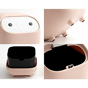 Sheebo 2 Liter / 0.5 Gallon Mini Trash Can with Press Top Lid - Compact Ninja Wastebasket for Desktop, Tabletop, Coffee Table or Countertop (Ninja - Watermelon)