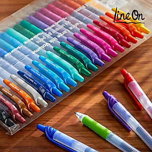 Colored Gel Pens, Lineon 24 Colors Retractable Gel Ink Pens with Grip, Medium Point(0.7mm) Smooth Writing Perfect for Adults and Kids Journal Notebook Planner, Writing in Office and School