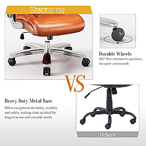 Sucrever Executive Desk Chair, Big and Tall Home Office Chairs for Heavy People 400lbs Wide Seat, High Back Executive Office Chair with Adjustable Flip up Arm, Orange Leather Computer Desk Chair