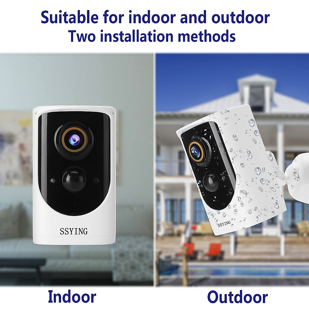1080P Battery Home Security Camera System, Wire-Free Outdoor Security Camera System, Security Camera Outdoor Wireless WiFi, IP65 Waterproof, HD Night Vision，2-Way Audio(for iOS and Android) (White)