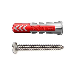 fischer DuoPower 3/16" x 1" S PH, Powerful Universal Plug with Panhead Screw, Intelligent 2-Component Technology for fastenings in Concrete, Bricks, Gypsum plasterboard, 50 Plugs & 50 Screws