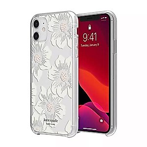 kate spade new york Protective Hardshell Case for iPhone 12 Mini - Hollyhock Floral Clear/Cream with Stones