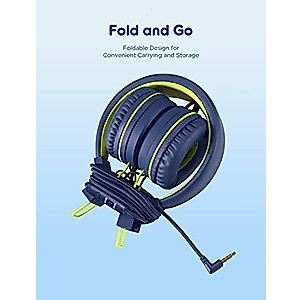 iClever Kids Headphones with Microphone - 85dB/94dB Volume Limited - Stereo 3.5mm Jack Tangle-Free Wired Headphones for Kids, Foldable - Childrens Headphones for Boys/Girls/School/Travel/iPad, Green