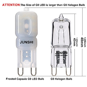 JUNSHI G9 LED Bulb 2.5W(20W 25W Halogen Equivalent) 6000K Daylight White Cool White 220 Lumens Non-Dimmable AC110-130V LED Light Bulb for Ceiling Light,Pack of 10