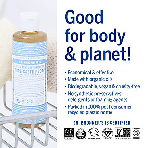 Dr. Bronner's Baby Unscented Gift Set - Pure-Castile Liquid and Bar Soaps, Organic Magic Balm, and 4-in-1 Organic Sugar Pump Soap